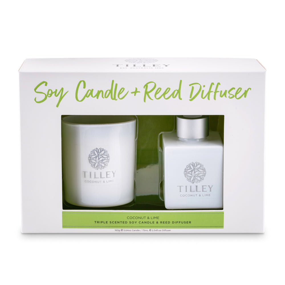 Tilley - Lime & Coconut Candle & Reed Diffuser Set – Scented